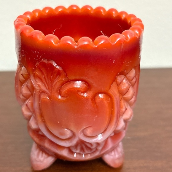 Vintage | Art | Vintage Degenhart Tomato Red Orange Slag Glass Cauldron ...